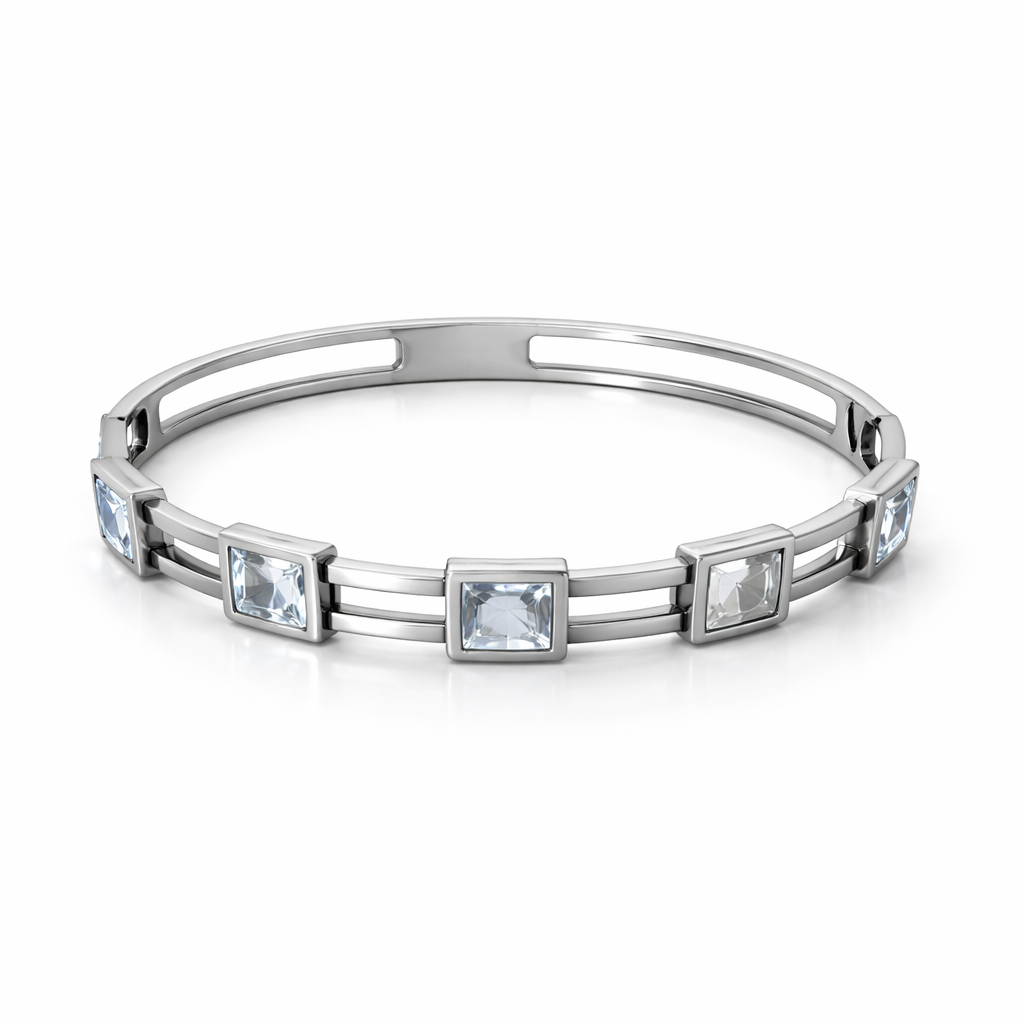 Elegant Silver Square Crystal Bracelet for Women – Him & Her Pakistan