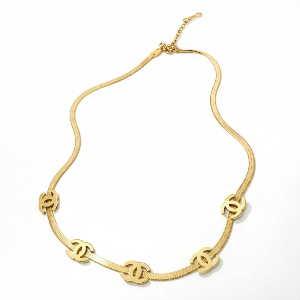 Elegant Gold Emblem Chain Necklace | Designer-Inspired Jewelry – Him ...